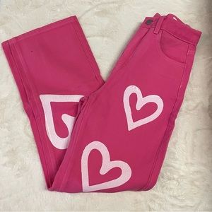 Jeans | Nwt Pink Highwaist Boyfriend Straightleg Jeans With White ...
